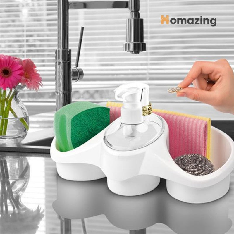 Sponge Holder And Soap Dispenser Sink Organizer – Homazing