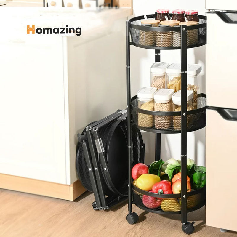 3-Tier Foldable Storage Trolley Rack – Homazing