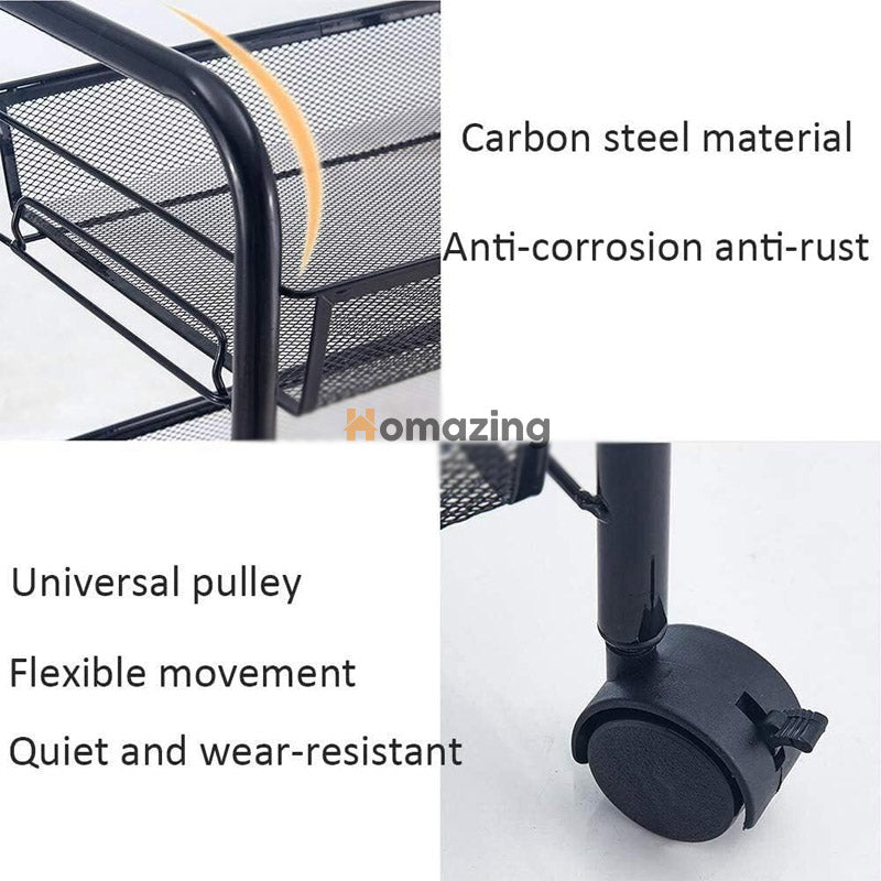 3 Tier Trolley Storage Rack – Homazing