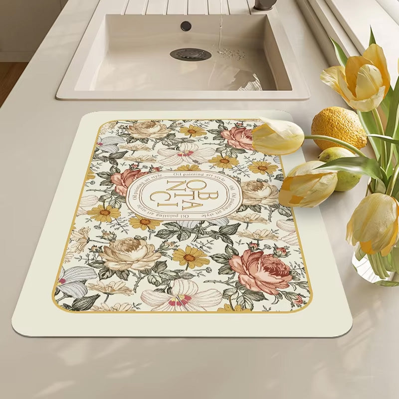 Anti-Slip Dish Drying/Dining Table Mat-Water Absorbent-(Design-I ...
