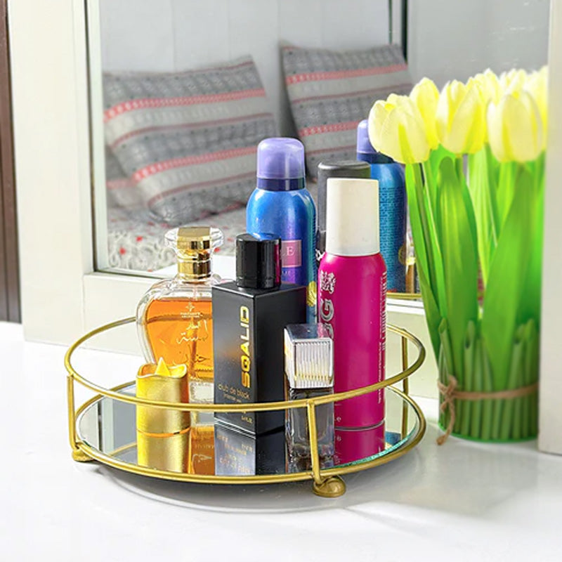 Classy Golden Vanity Display With Mirror – Homazing