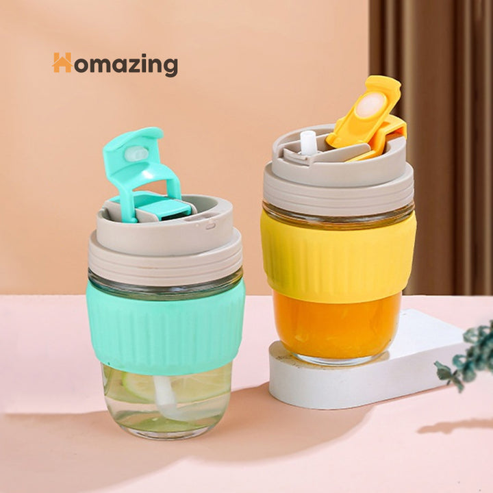 Dual Drink Glass Cup With Straw – Homazing