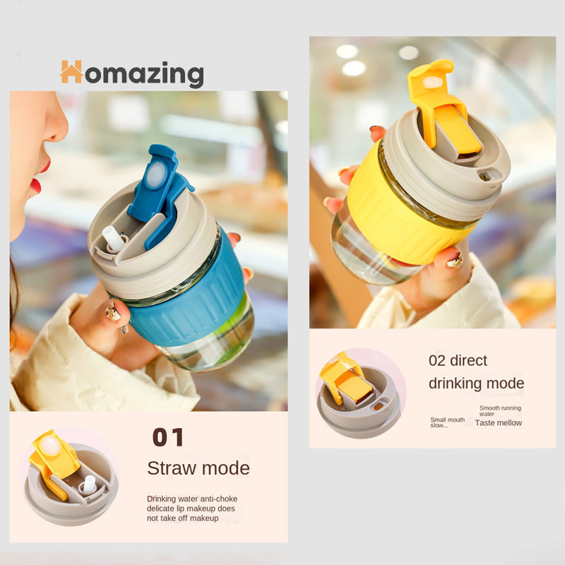 Dual Drink Glass Cup With Straw – Homazing