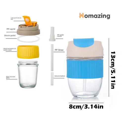 Dual Drink Glass Cup With Straw – Homazing
