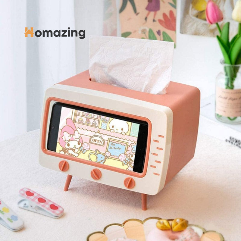 Creative Tv Tissue Box Holder With Phone Holder – Homazing